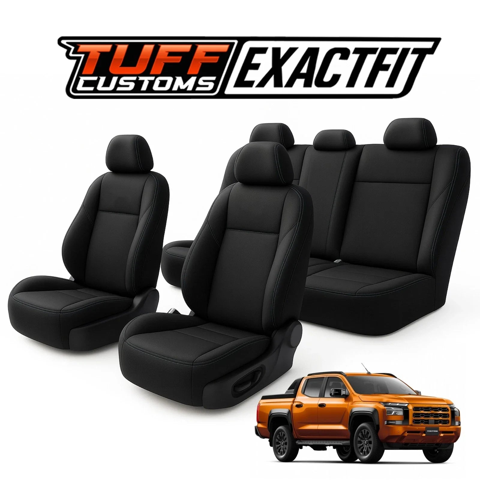TUFF Customs EXACTFIT 2 Rows Neoprene Seat Covers Mitsubishi Triton MV ...